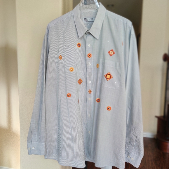 Mili Designs | Tops | Mili Designs Embellished Striped Button Down ...